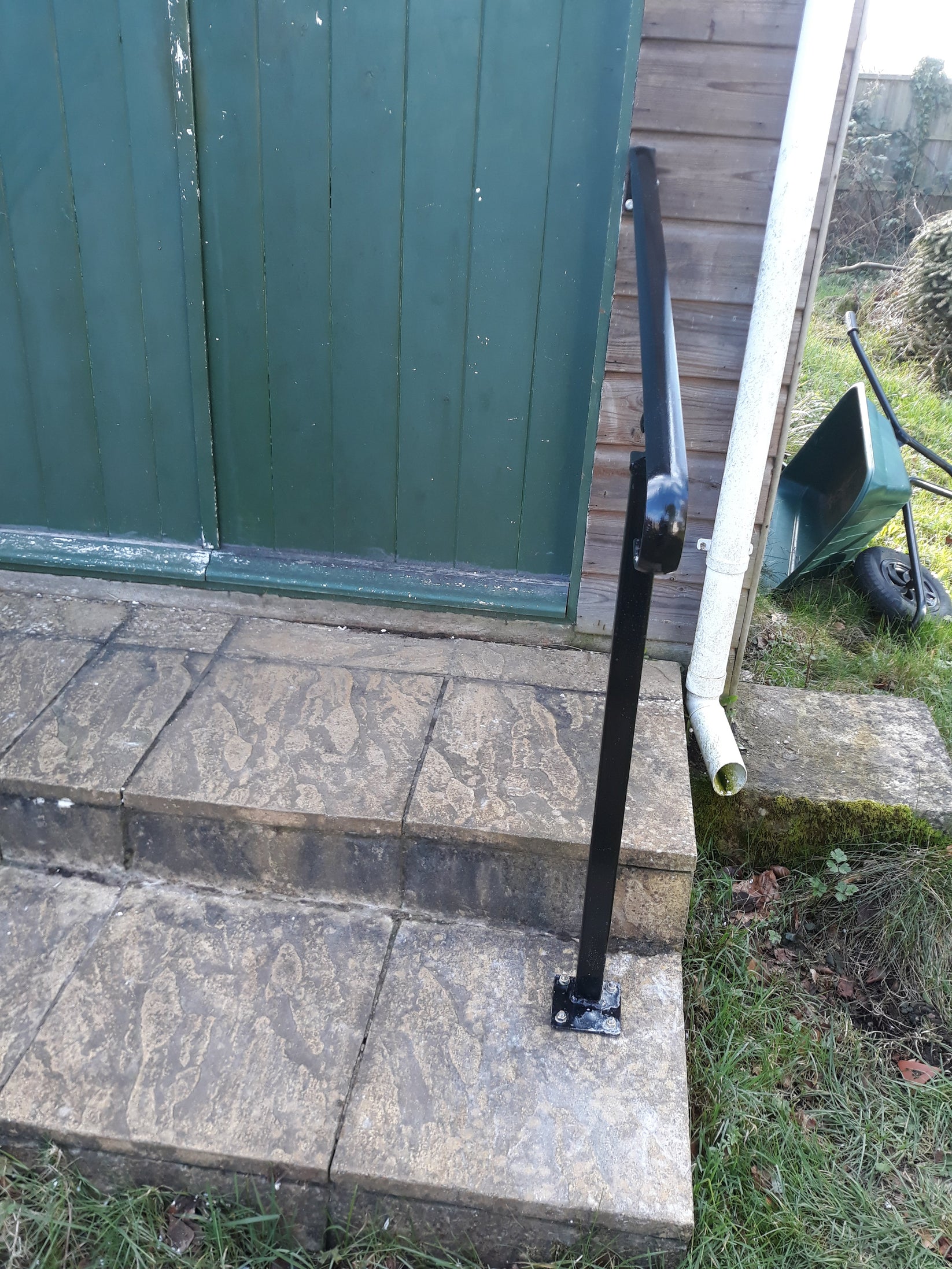 Wrought Iron Style Exterior Handrail Railing With One Bolt Down Post ...