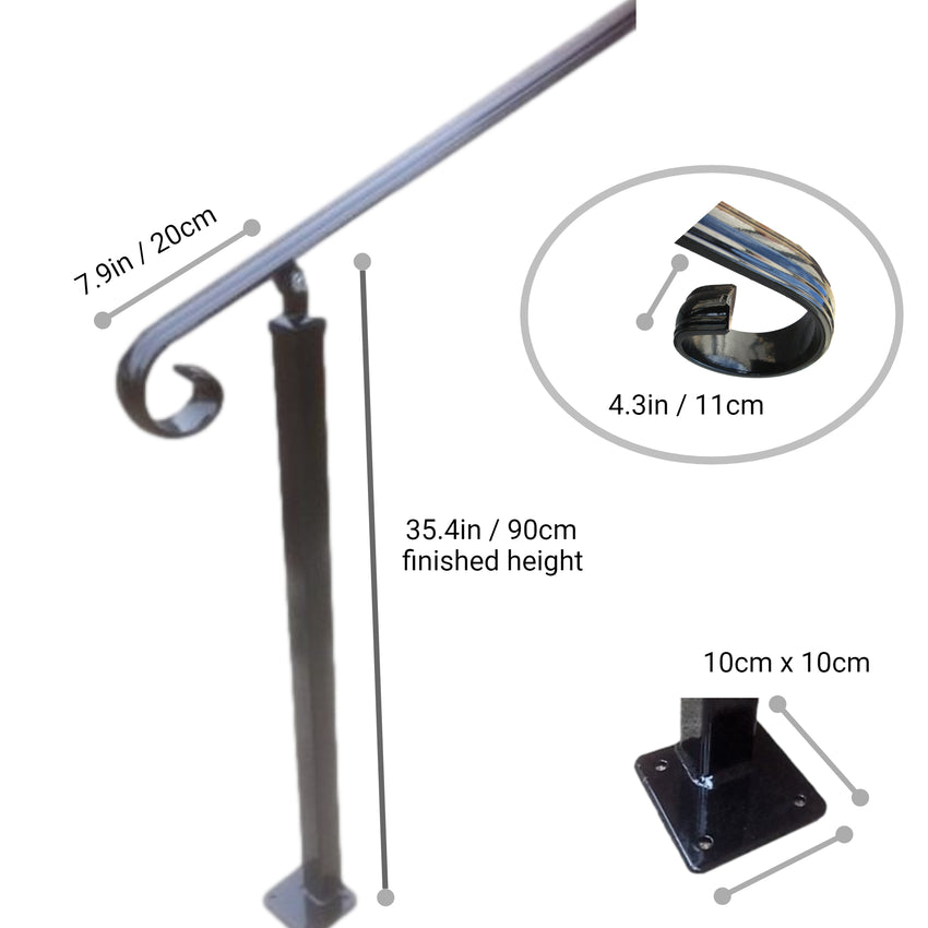 Wrought Iron Style Metal Handrail Railing With One Bolt Down Post - Am ...